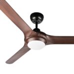 Spyda CCT LED Ceiling Fan in Matte Black With Walnut - Wall Control 62"