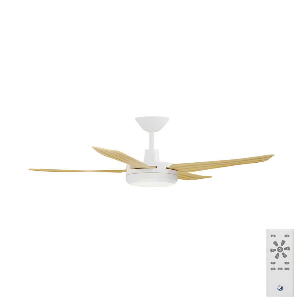 Enviro Ceiling Fan by Airborne with LED light. White / Bamboo 52 ...
