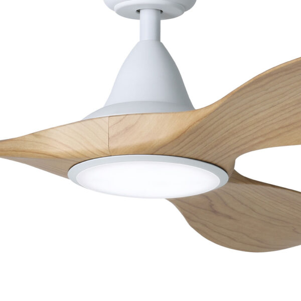 Noosa Ceiling Fan by Eglo with LED Light. White/Blackbutt 52 inch ...