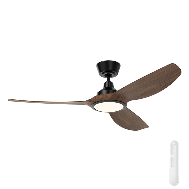 Jota 3-Blades DC Ceiling Fan by Mercator with LED light. Black / Dark ...